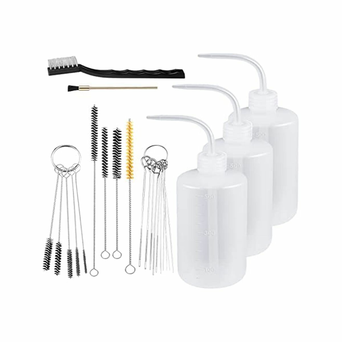 Набор для очистки пистолета-распылителя, 24 шт. Аэрозольная краска, 500 мл, пластиковая бутылка промывки, тюбик, бутылка, щетки, набор чистки пистолета