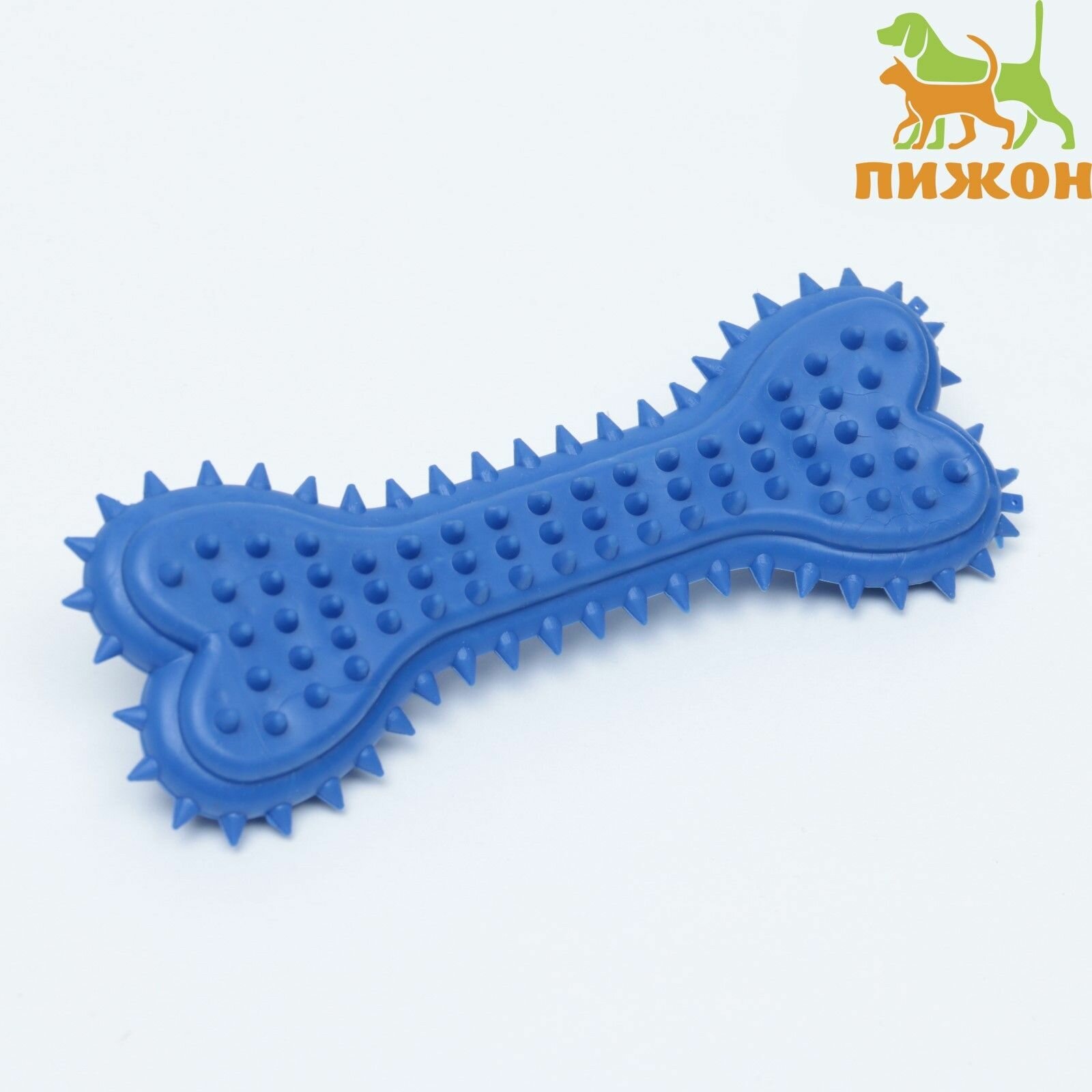 Игрушка для собак / кошек жевательная литая Кость с шипами, 15*6*2,5 см, синяя