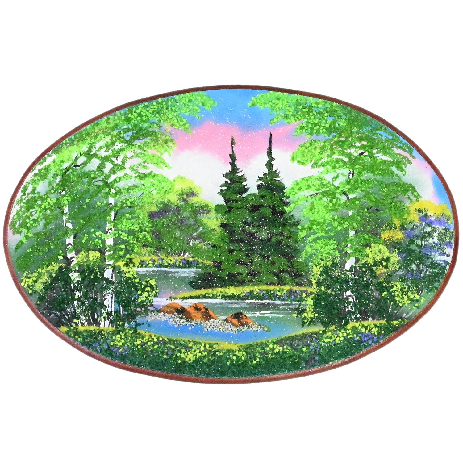 Картина с рисунком из камня летнее утро овал 46,5*30,5см, 800г