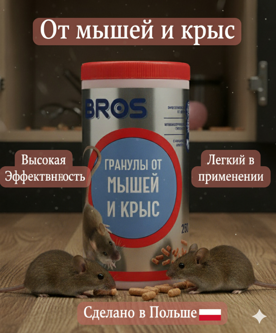 Гранулы Bros от мышей и крыс 250 гр