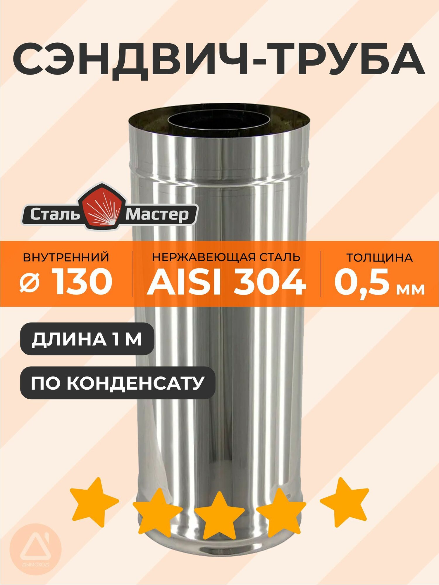 Сэндвич К 130 / 220 1,0 м нерж 0,5 мм (AISI 304) / нерж 0,5 мм