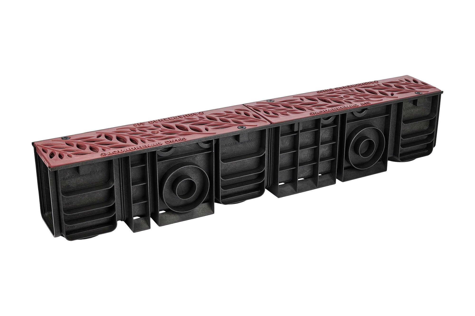 Лоток водоотводный пластиковый Classic AQD DN100 H185 с решеткой пластиковой Коричневой RF, кл. А15