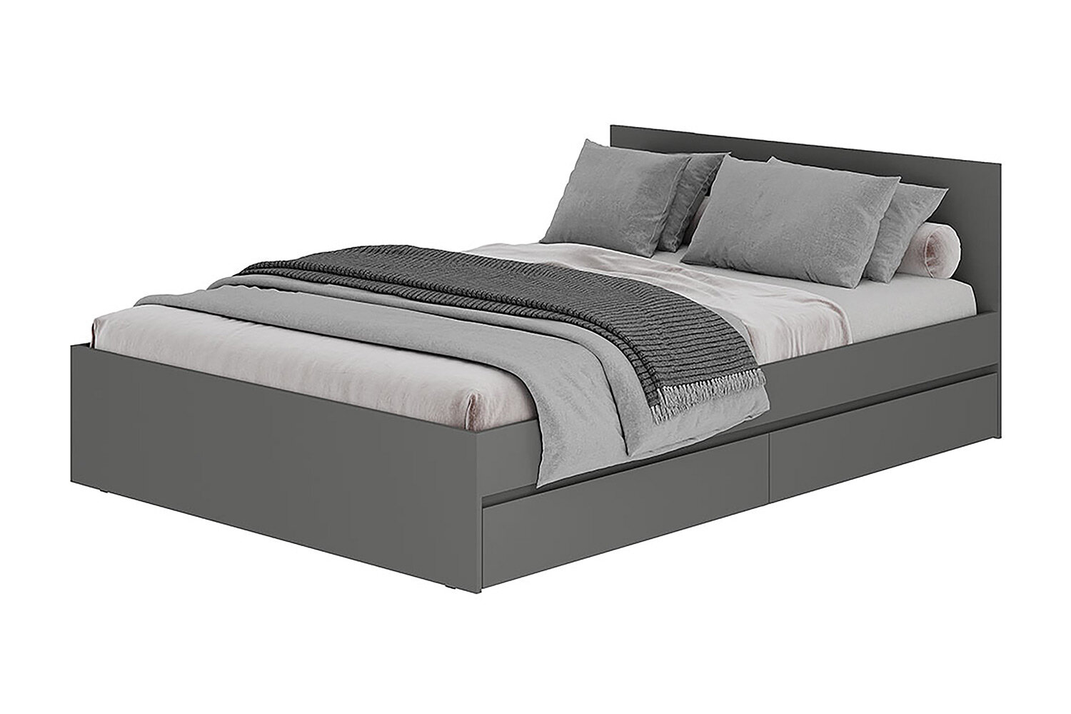 Кровать 1,5-спальная Симпл, 120х200 см, графит, без основания и подъемного механизма