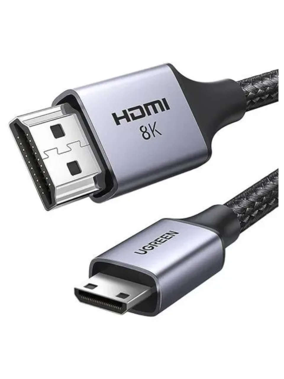 Кабель UGREEN HD163, Mini HDMI to HDMI, 8К, магнитный, 2м, черный