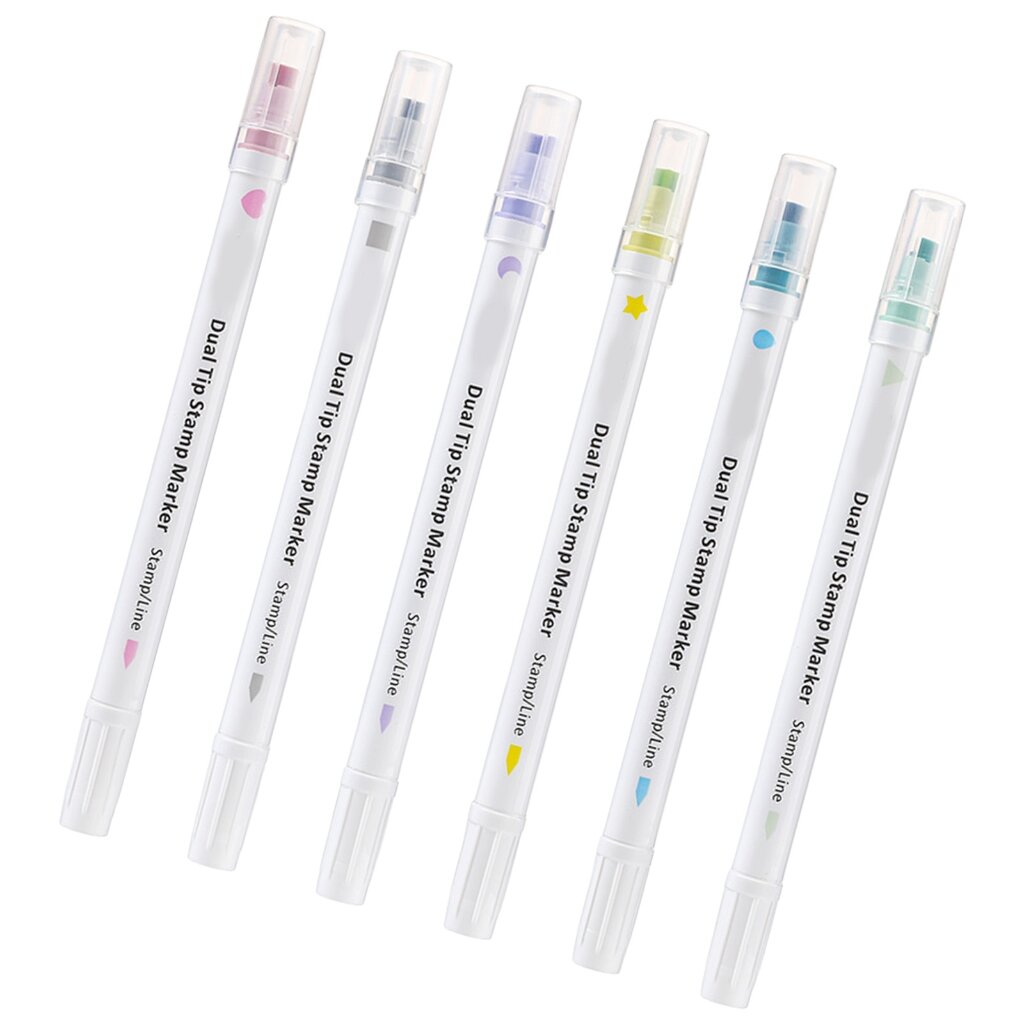6 шт, акварельные маркеры с двойной головкой, 6 цветов, набор маркеров для штампов для детей, студентов, взрослых, скрапбукинг, рисование рисунков