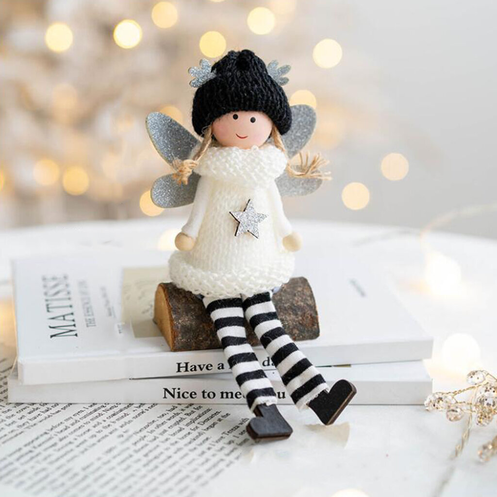 Рождественский плюшевый ангел для куклы, сидящая миниатюрная фигурка ангела, настольное украшение