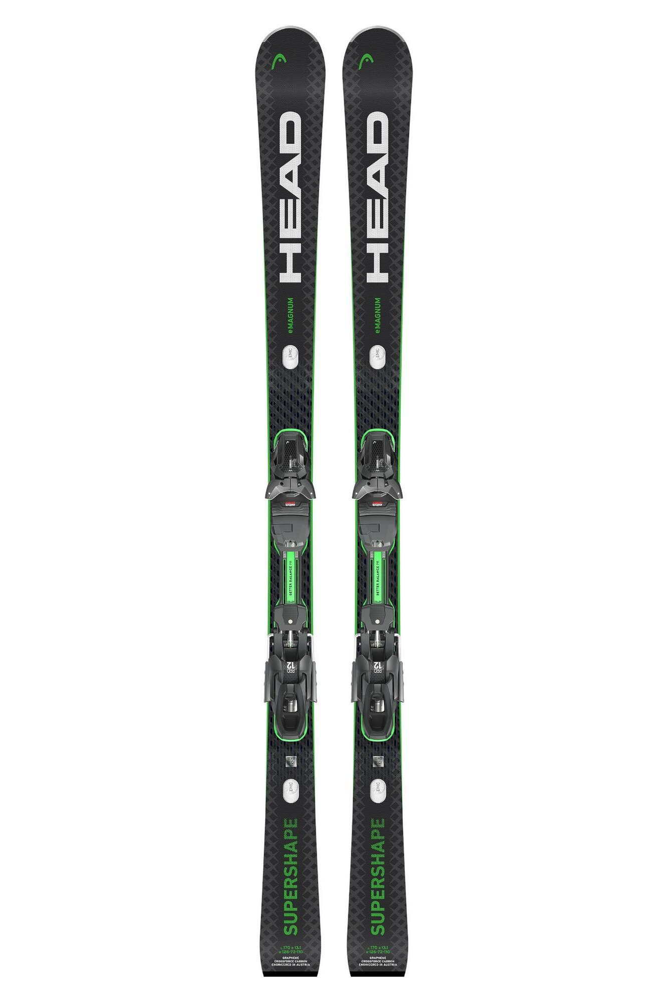 Горные лыжи с креплениями HEAD Supershape e-Magnum+PRD 12 GW Black/Green (см:156)