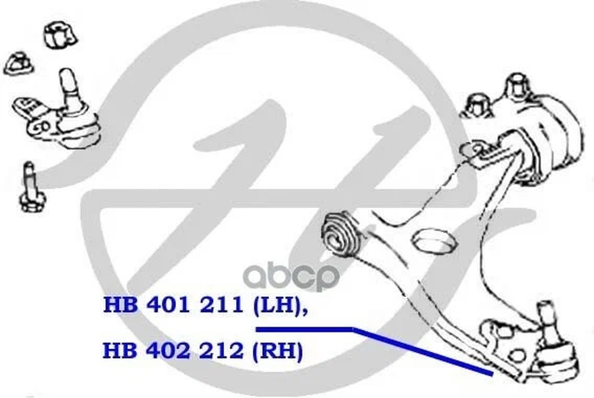 Опора шаровая Hanse HB401211, для Ford, левая, 800 г