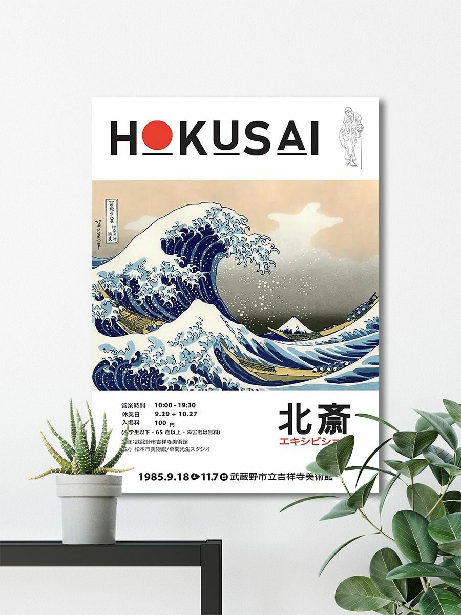 Картина на холсте, Репродукция Хокусай "Большая волна в канагаве" , 30х40 см.