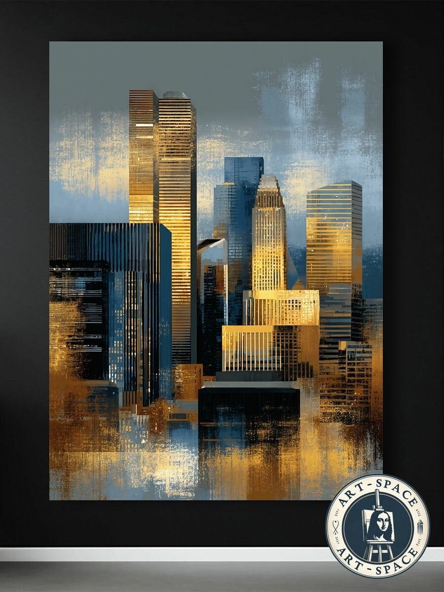 Картина интерьерная на стену вертикальная - "Город / Пейзаж / Небоскребы" , 60х80 см.