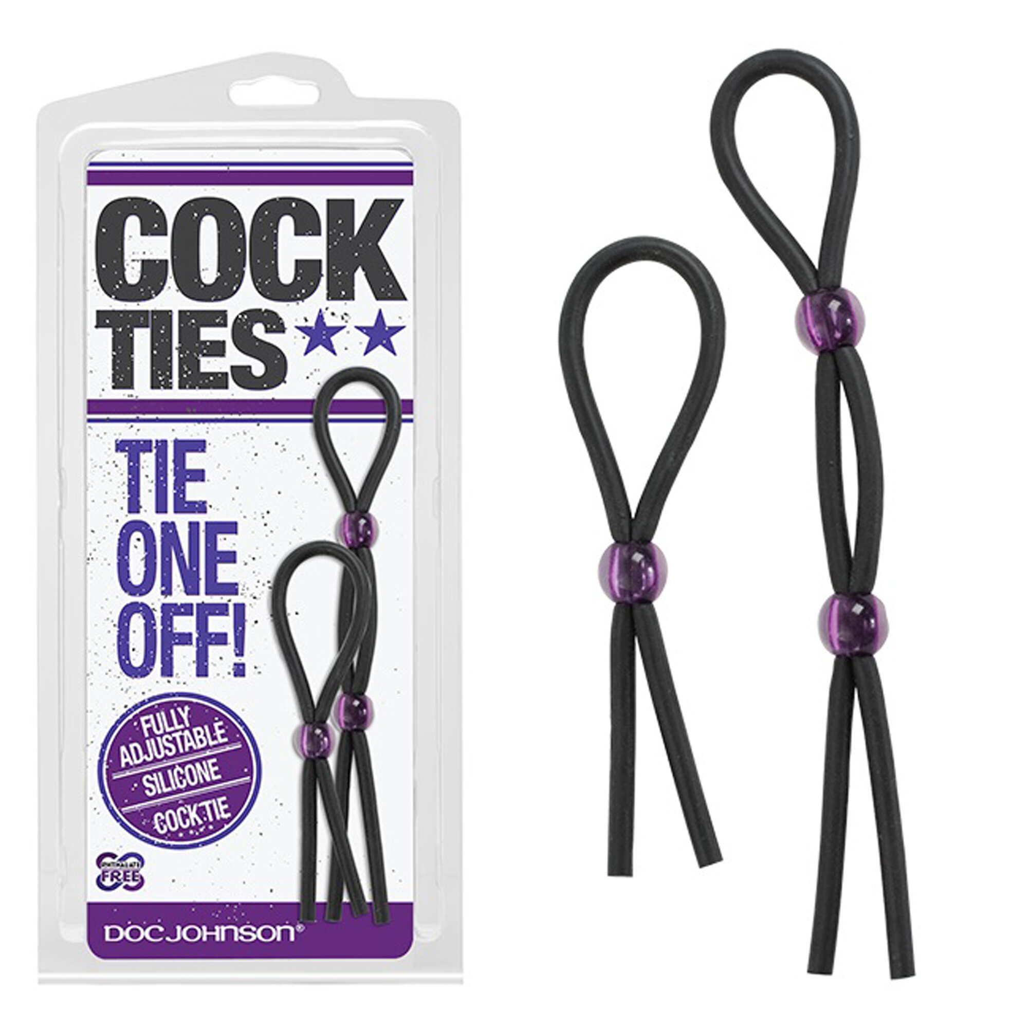 Doc Johnson Эрекционные лассо 2 шт Silicone Cock Ties - Black
