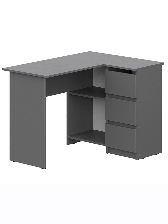 Стол письменный угловой «Денвер», 3 ящика, 1090×836×754 мм, цвет графит