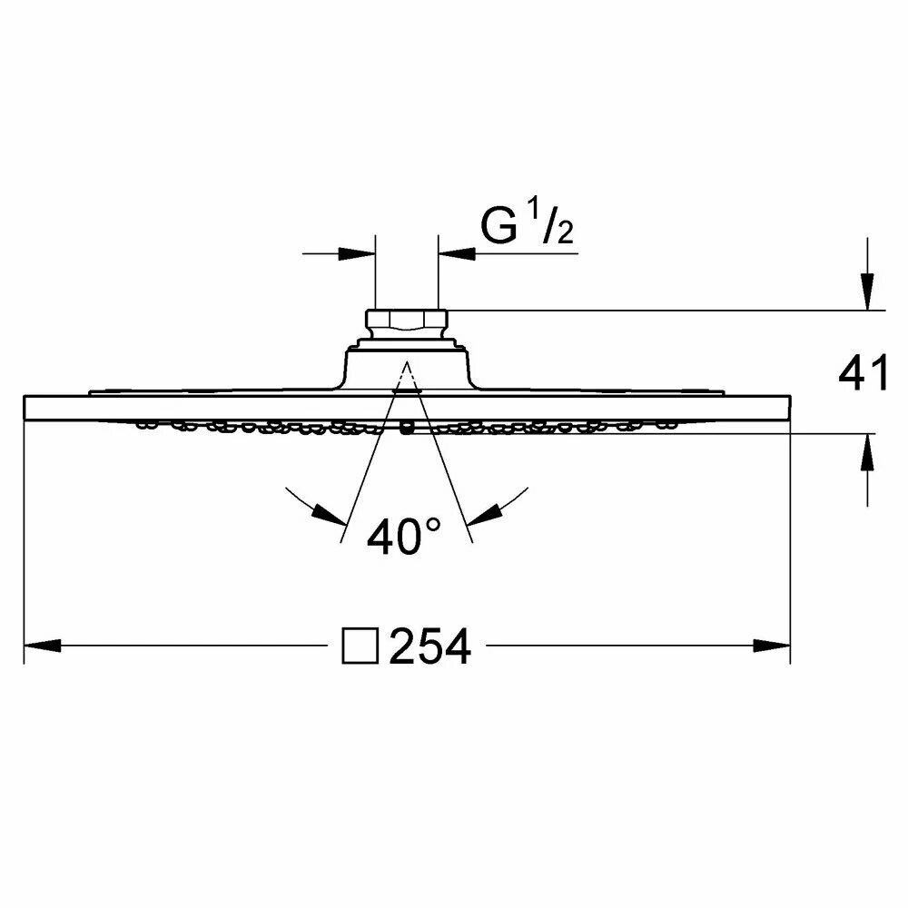 Верхний душ 254x254 мм, 1 режим Rain 20 л/мин Grohe Rainshower F-Series 27271000 27296001Gr