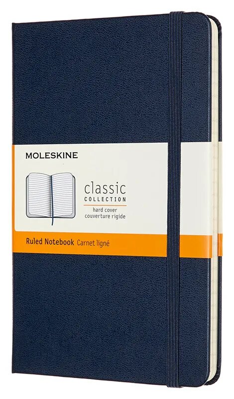 Блокнот MOLESKINE Classic Medium 115x180 мм, 208 стр в линейку твердая обложка, синий (QP050B20)