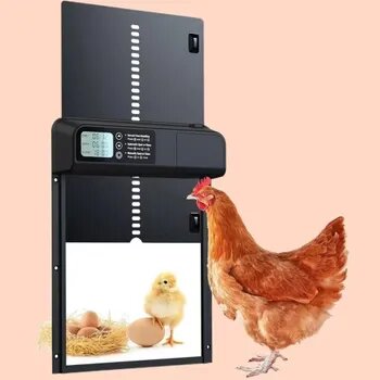 Автоматическая дверь курятника с таймером Алюминий + ABS, водонепроницаемые электрические ворота для домашней птицы IPX3 для фермы фермы
