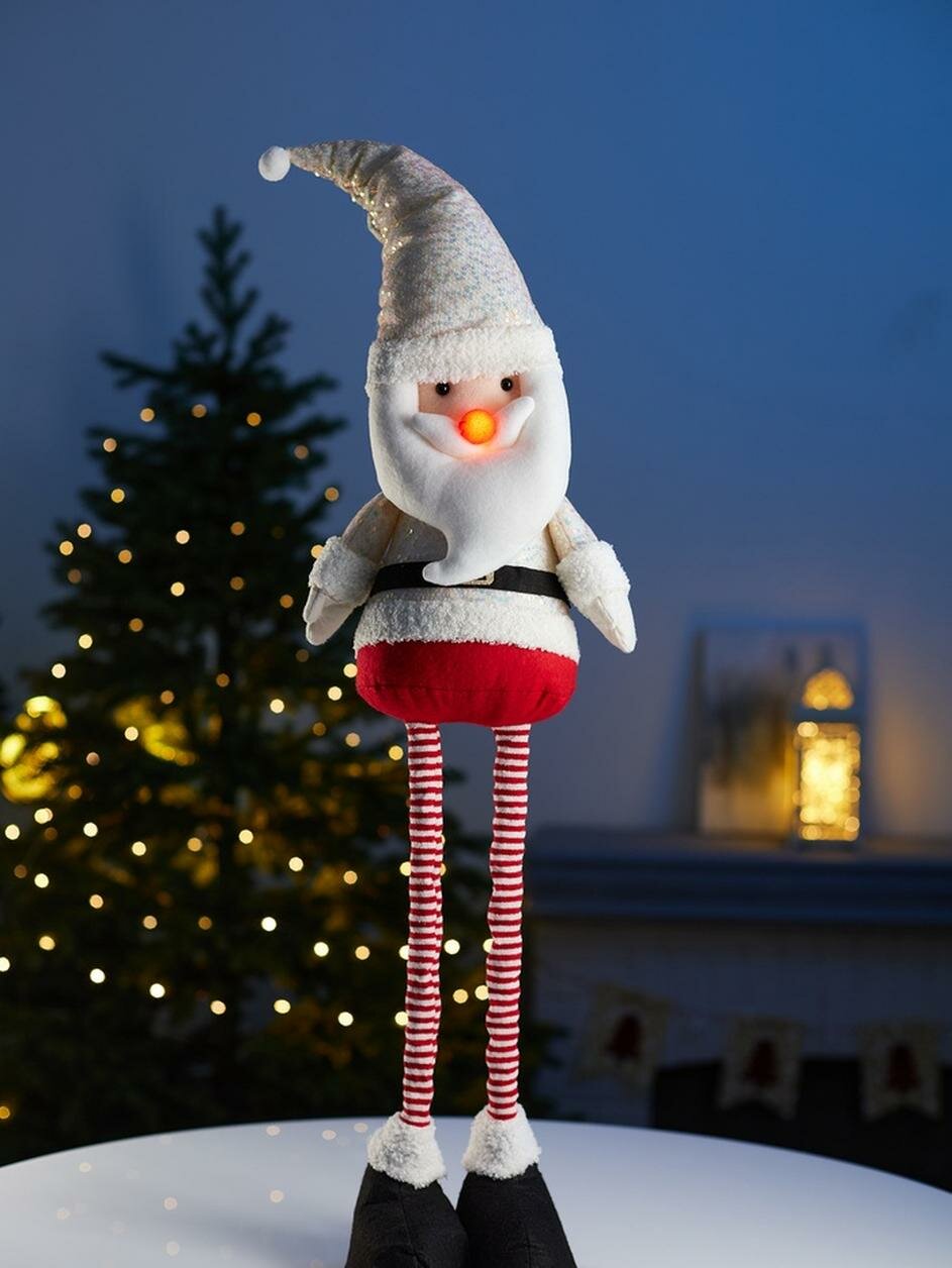 Фигура текстиль «Дед Мороз» 55-84 см, телескопические ножки, 1 LED, от батареек LR1130×3, свечение тёплое белое