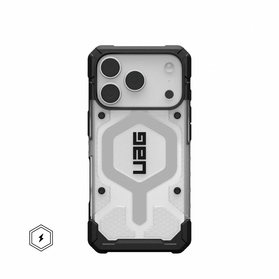 Чехол UAG Pathfinder для iPhone 17 Pro прозрачный/серебро (Ice/Silver)