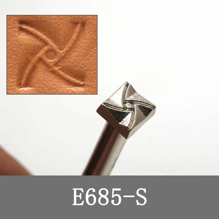 Штамп для тиснения кожи, рифлёная ручка, сталь, 105 мм, клише.