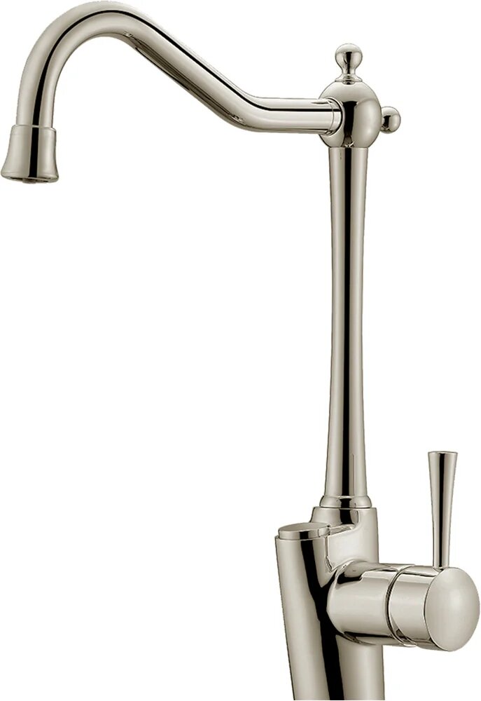 Смеситель для кухни Zorg Sanitary ZR 353 YF-SATIN с краном для питьевой воды, с поворотным изливом, глянцевый, однорычажный, сатин, латунный, с керамическим картриджем