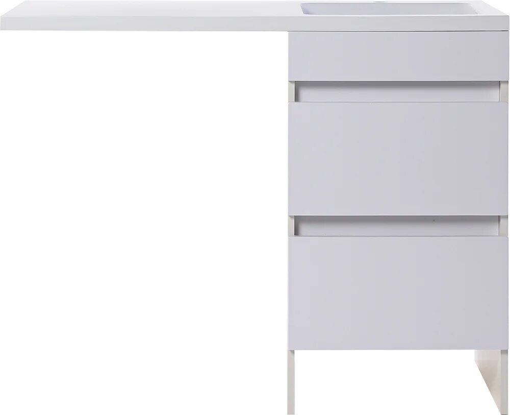 Тумба с раковиной Orange Sistema 110 R под стиральную машину, напольная, 110 см, белая, глянцевая, из МДФ, с ящиками, раковина для ванной, из искусственного мрамора, прямоугольная