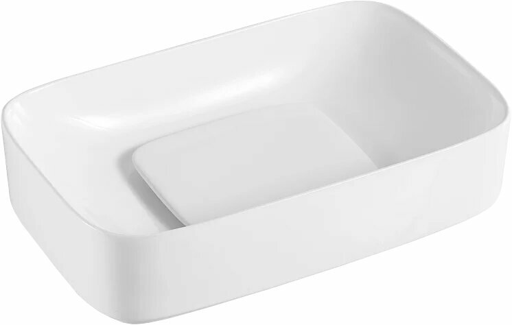 Накладная раковина Ceramicanova Element CN5021 60 фарфоровая, без отверстия под смеситель, раковина для ванной, 60 см, прямоугольная, белая