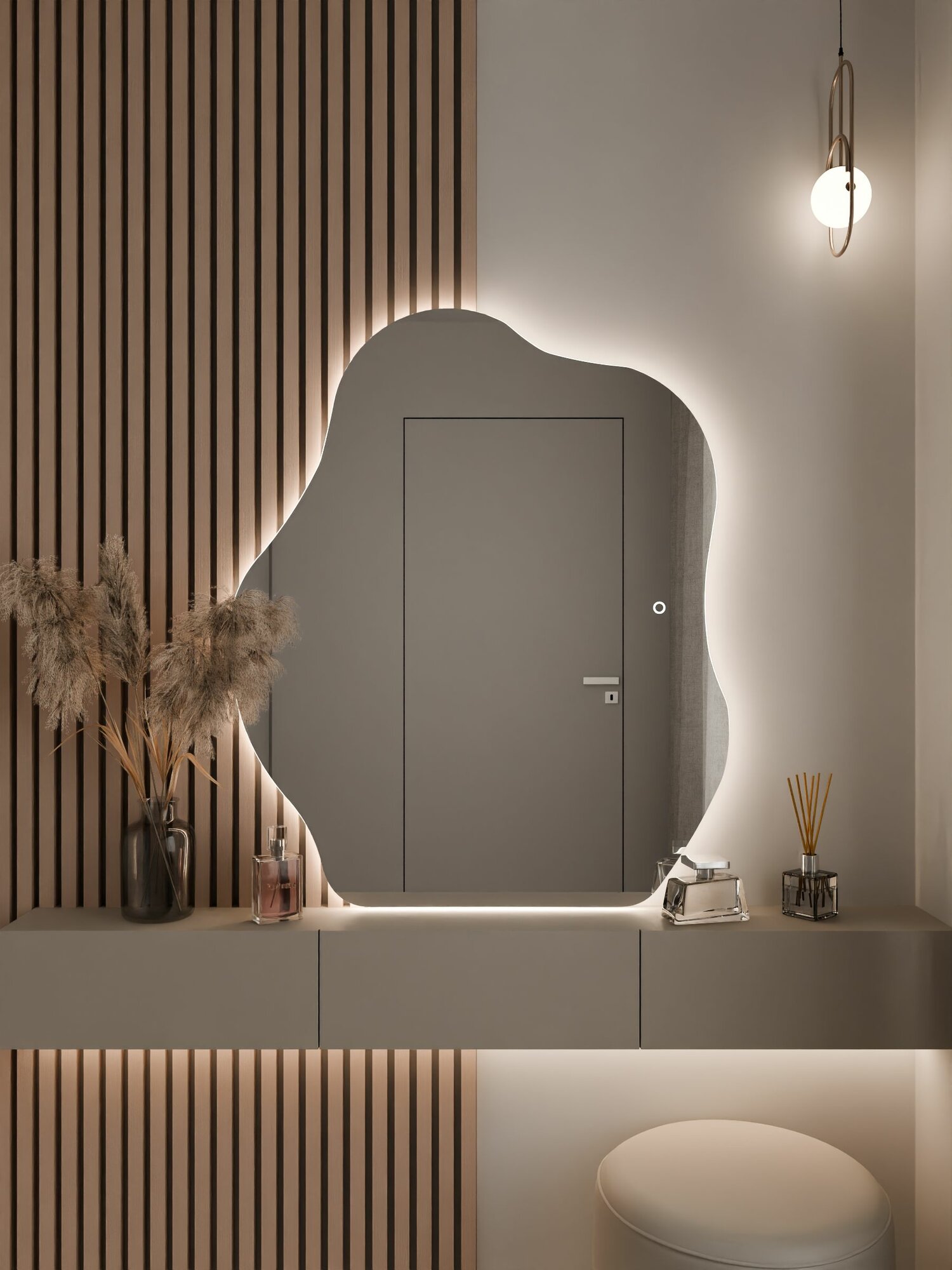 Зеркало настенное 100х90 см. сенсорное фигурное с подсветкой М3 MOONRISE