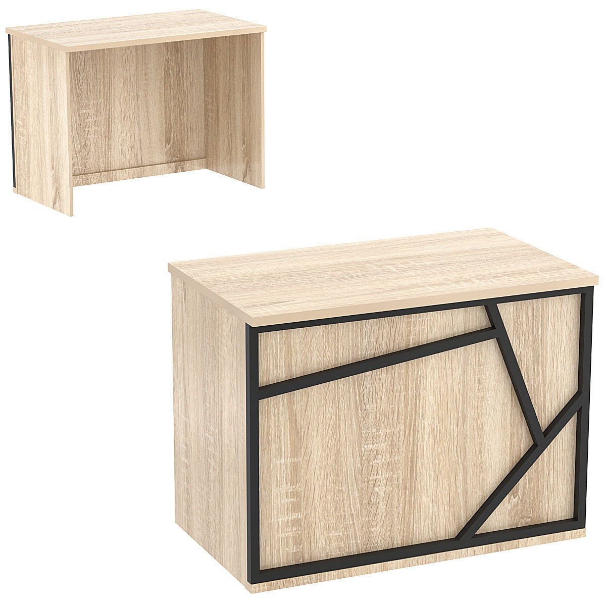 Ресепшн - стол серии лофт - альфа №1 (декор №1), Дуб сонома. Производство товара - компания ТОБ.