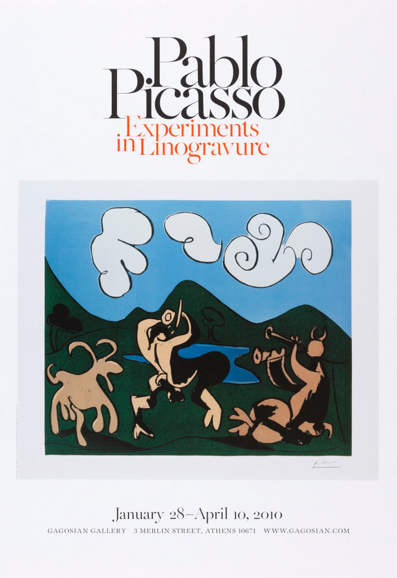 Плакат, постер Пикассо: линогравюра-Gagosian Gallery (2010) на бумаге, размер 21х30см