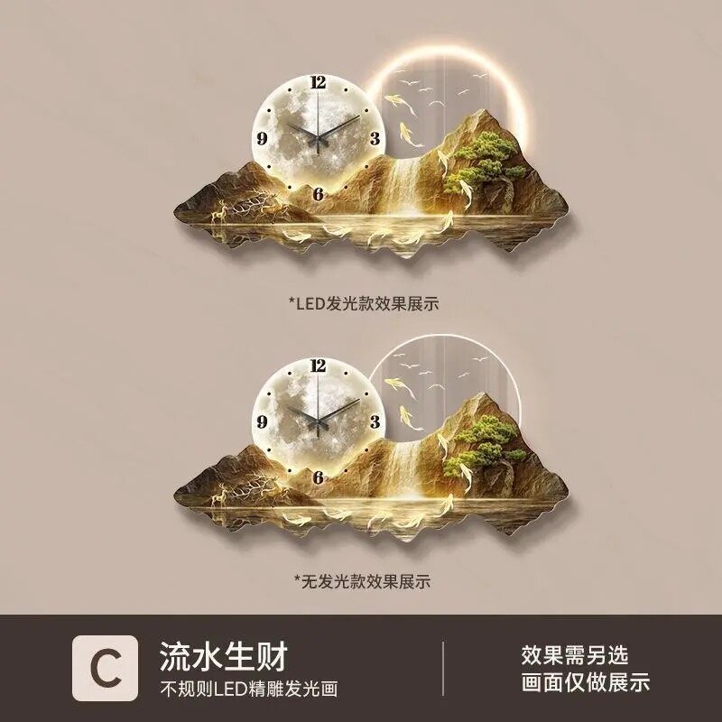 Настенные часы OFC с LED-подсветкой, акрил/гипс, кварцевые, серые