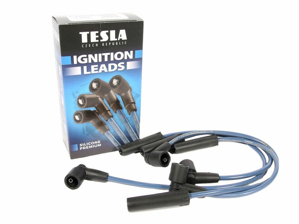 Провода свечные высоковольтные бронепровода 2108-15,2170,2190 инж. "TESLA" (8кл) силикон. (к-т) (T395S) с резистивным сердечником