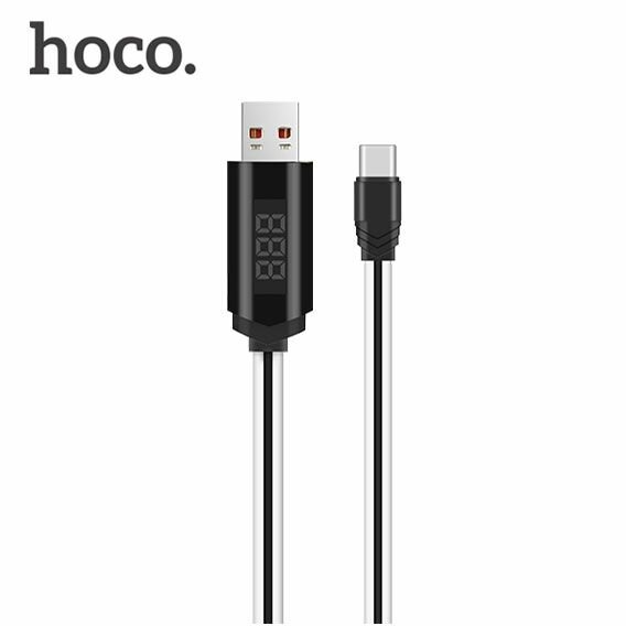 Кабель Type-C с LED дисплеем, Hoco U29 Type-C Charging Cable LED Timing Display, белый