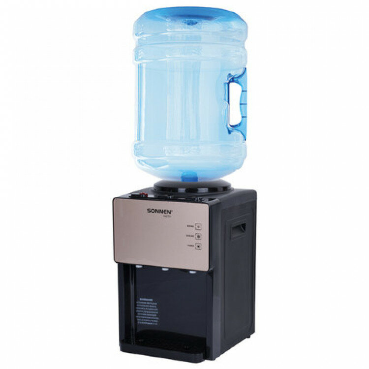 Кулер для воды SONNEN TSE-03BBP, настольный, нагрев/охлаждение электронное, 3 крана, черный/бежевый, 455751