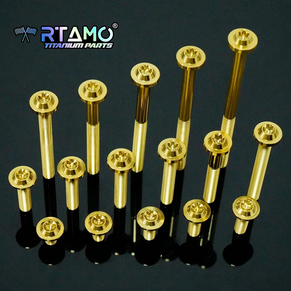 RTAMO Титановый болт Gr5 M6X10-90mm для мотоцикла Gold (1PC), M6X30 mm