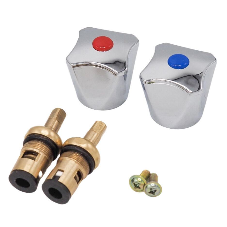 Комплект маховик (ручка) с кран-буксой под квадрат под импортный смеситель (комплект 2шт)