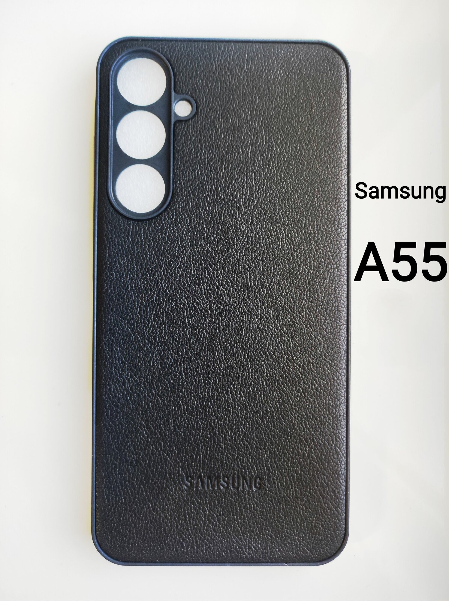 Samsung Galaxy A55 5G, 4G силиконовый чёрный чехол из эко-кожи для самсунг галакси а55 накладка, бампер, Кейс