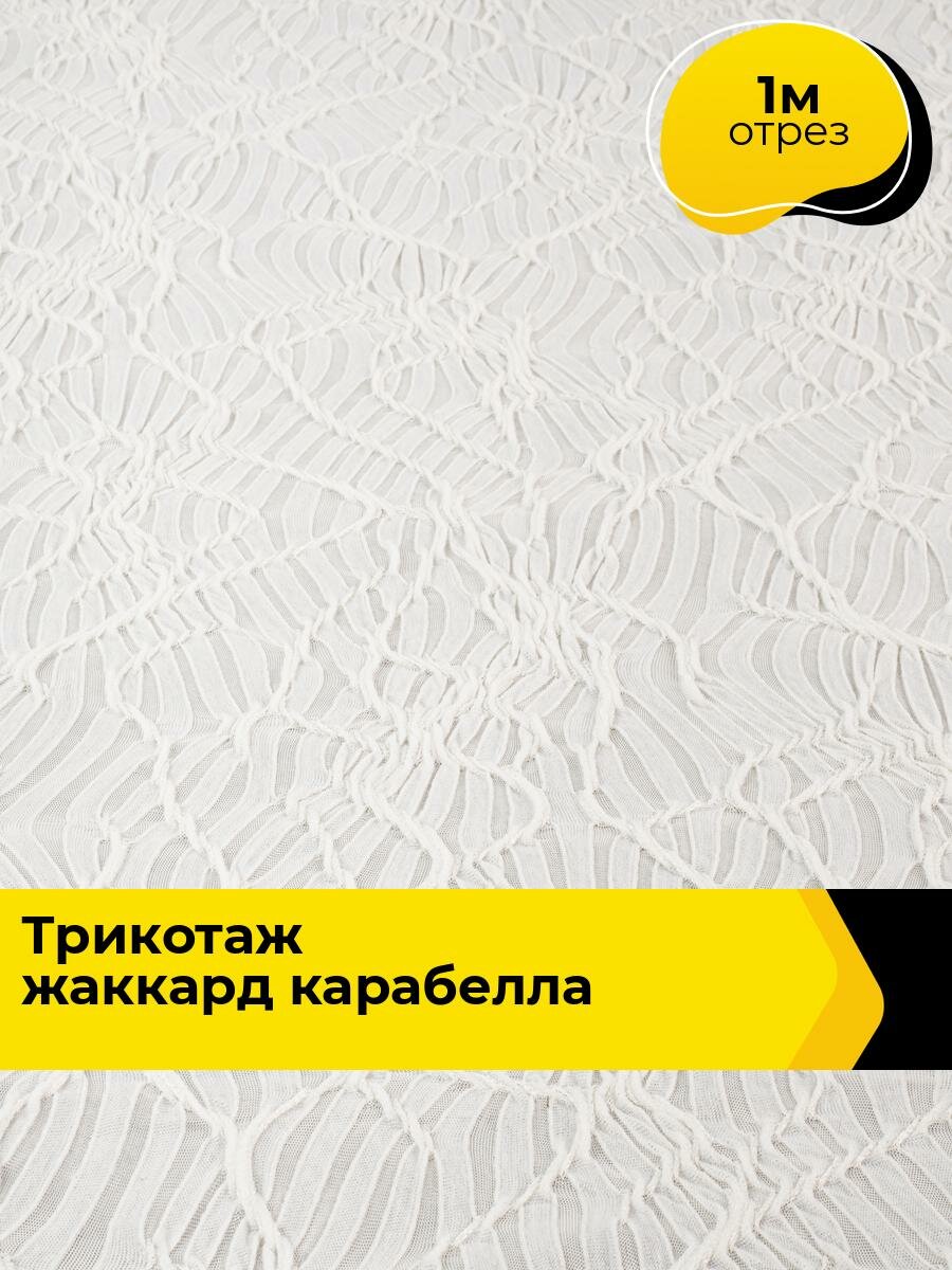 Ткань Трикотаж жаккард для шитья одежды и рукоделия, отрез 1 м*165 см, цвет молочный