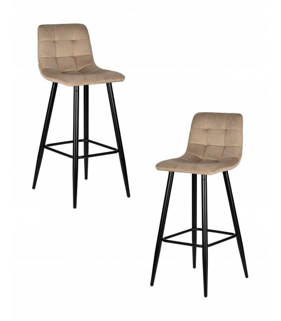 Набор 2 шт Стул барный DOBRIN NICOLE SET-2 8078-LML, черные матовые ножки, мокко велюр (108-104)