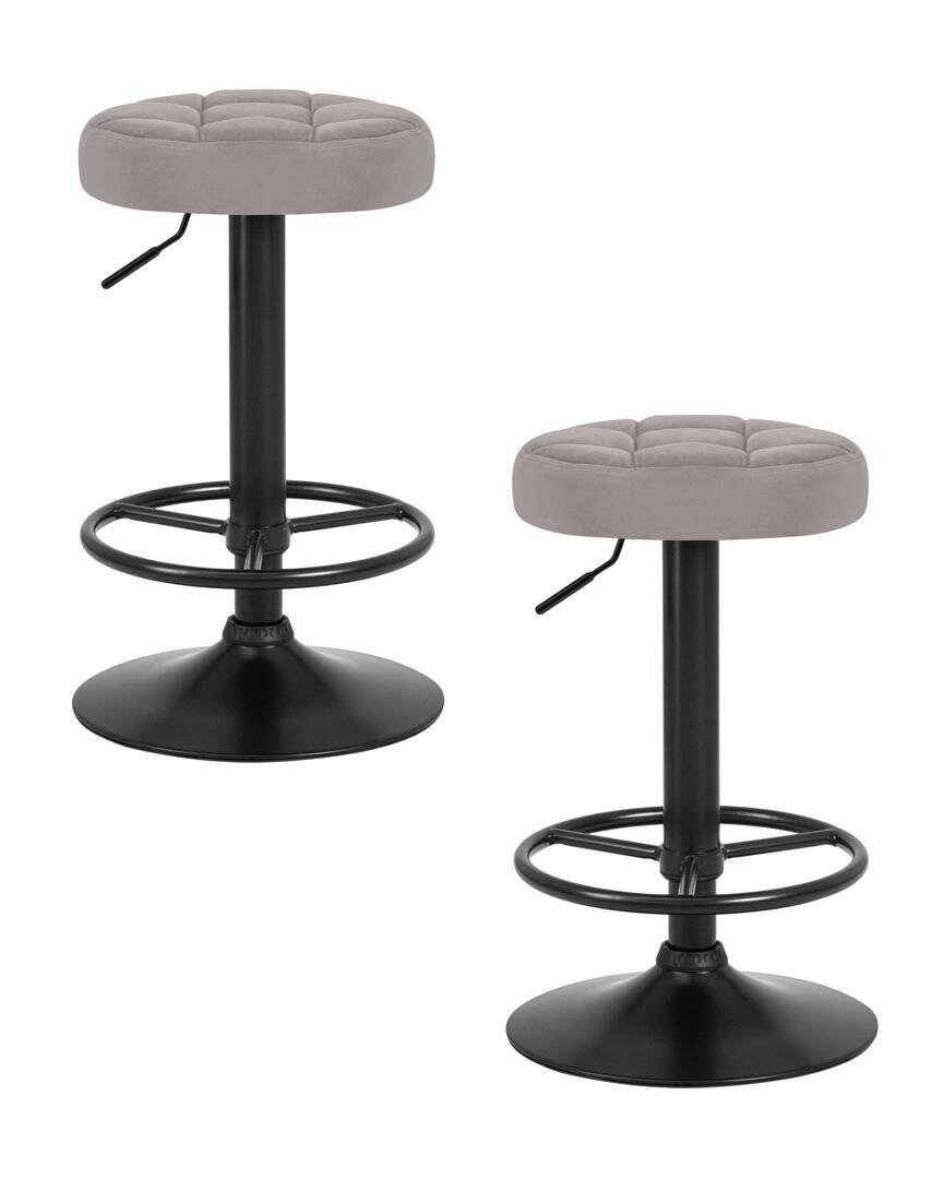 Стул барный DOBRIN Набор 2 шт Табурет барный DOBRIN BRUNO BLACK, серый велюр (MJ9-75) арт. LM-5008-N_B-M_V-MJ9-75