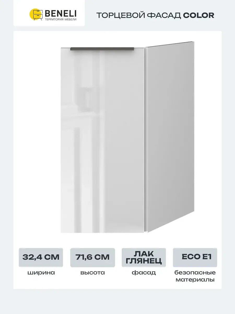 Beneli Фасад кухонный и фальшпанель для напольного торцевого шкафа Color, белый глянец