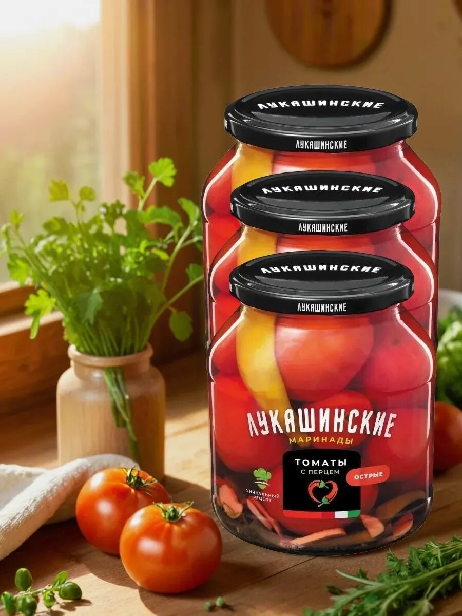 Томаты "Лукашинские" с острым перцем 670г.(Набор из 3шт)