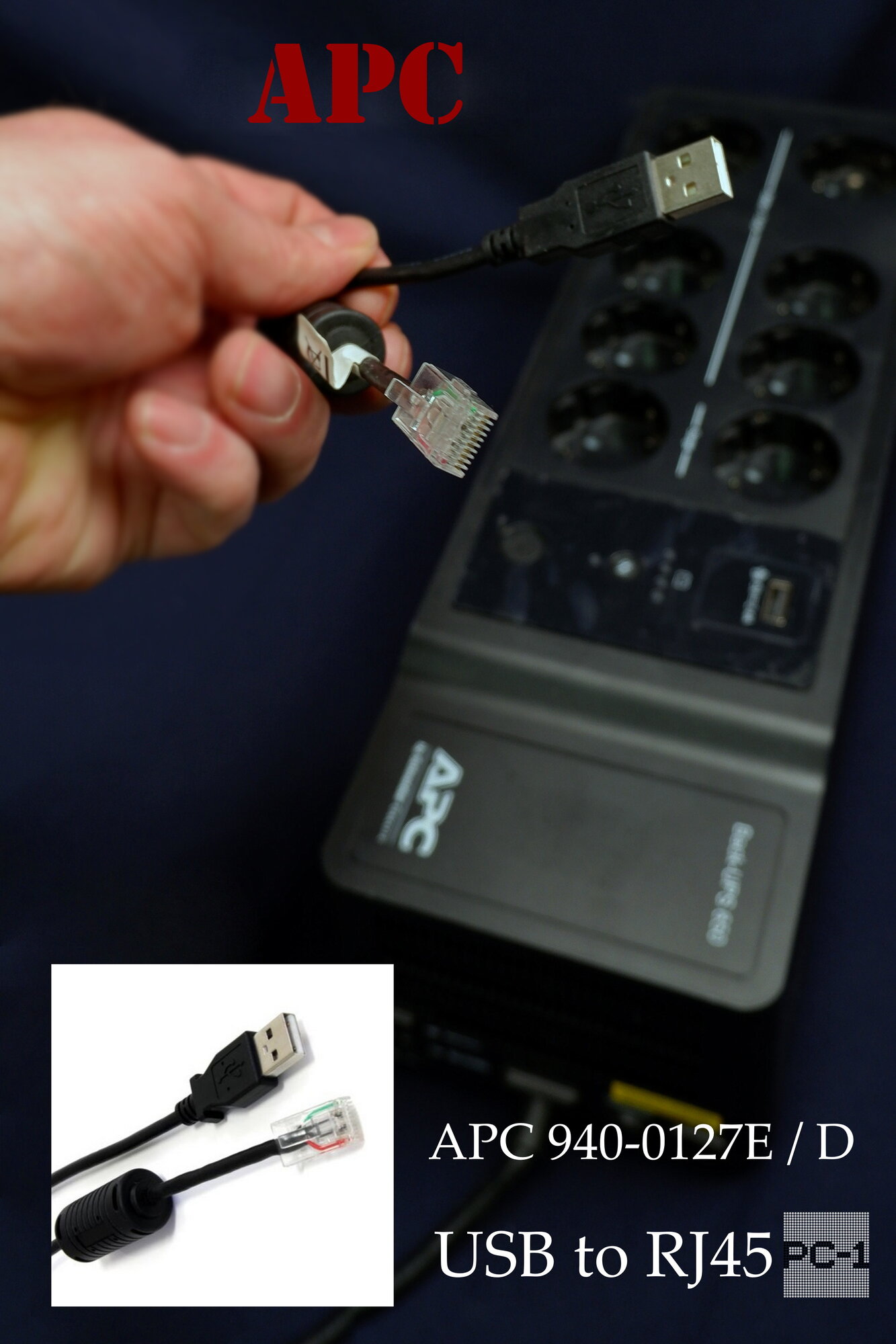 Оригинал Кабель APC 940-0127E / D USB to RJ45 интерфейсный для управления UPS, для источников бесперебойного питания APC BACK-UPS CS