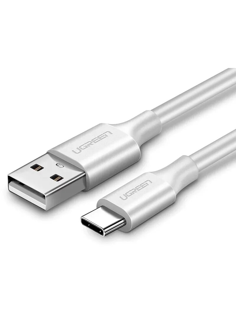 Кабель интерфейсный USB 2.0-Type C UGREEN 60121 nickel plating, 1 м, белый