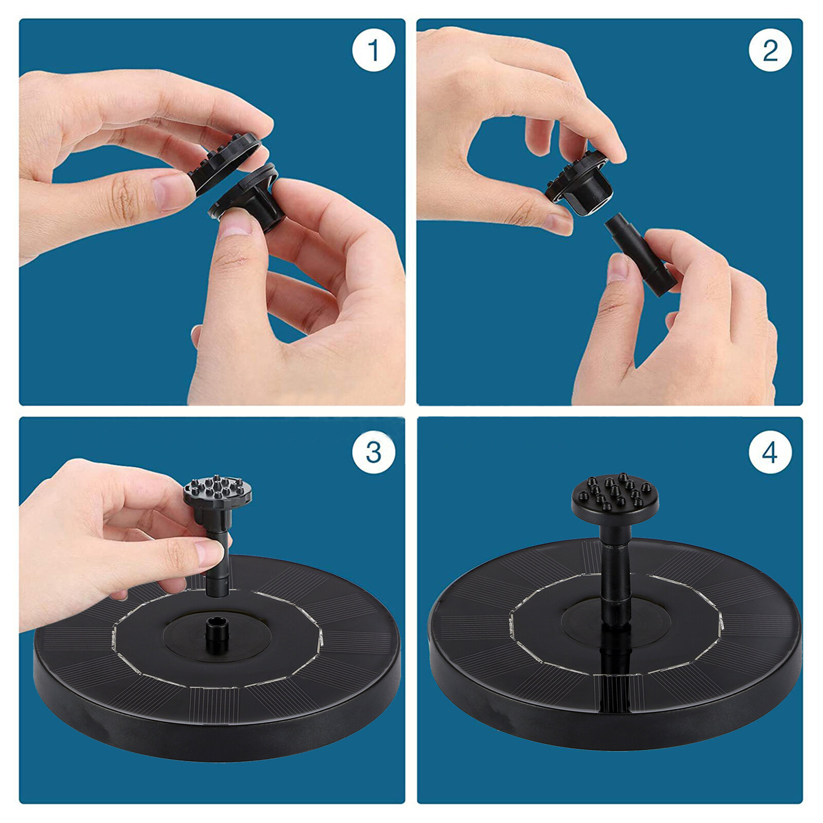 1 Вт Солнечный фонтанный насос с 6 насадками, отдельно стоящий водяной насос, плавающий фонтан для купания птиц, аквариума, бассейна, аквариума, сада, небольшого пруда