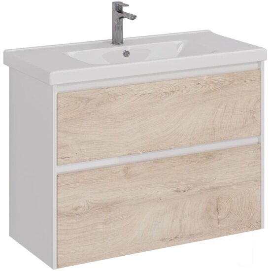 Тумба Noname Lemark COMBI 100 см под 1 раковину, подвесная/напольная, 2 ящика, цвет фасада: Дуб кантри, цве