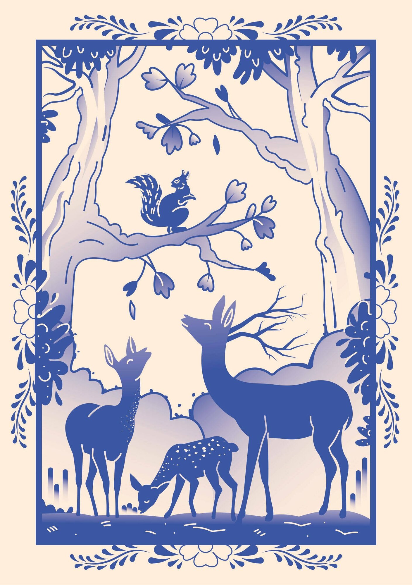 Блокнот Жили-были. Гжель «Олененок» (формат А5, 144 стр, блинтовое тиснение, тонированный блок)