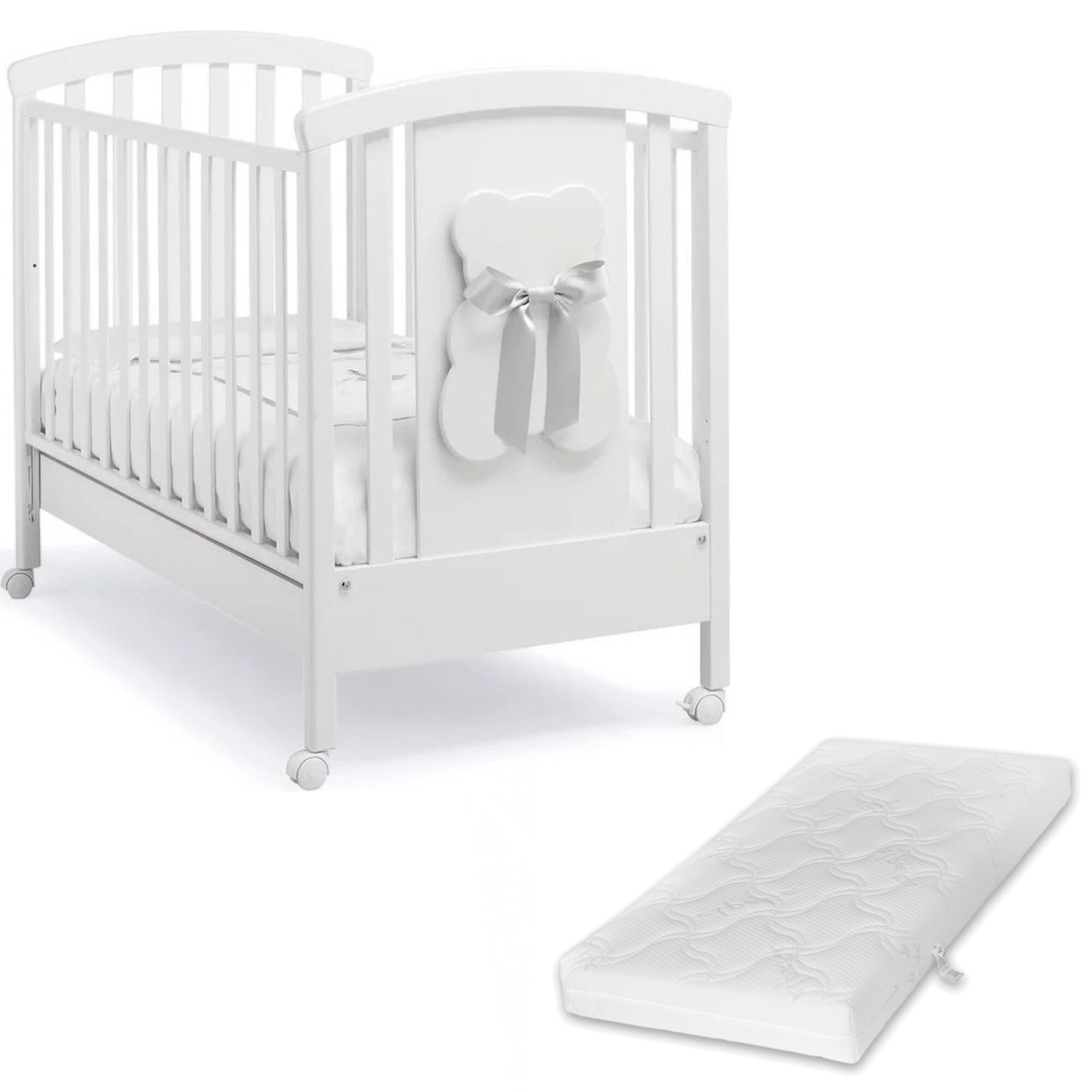 Детская кроватка Erbesi Bubu (Эрбеси Бубу) цвет белый/серый+ матрас Lepre