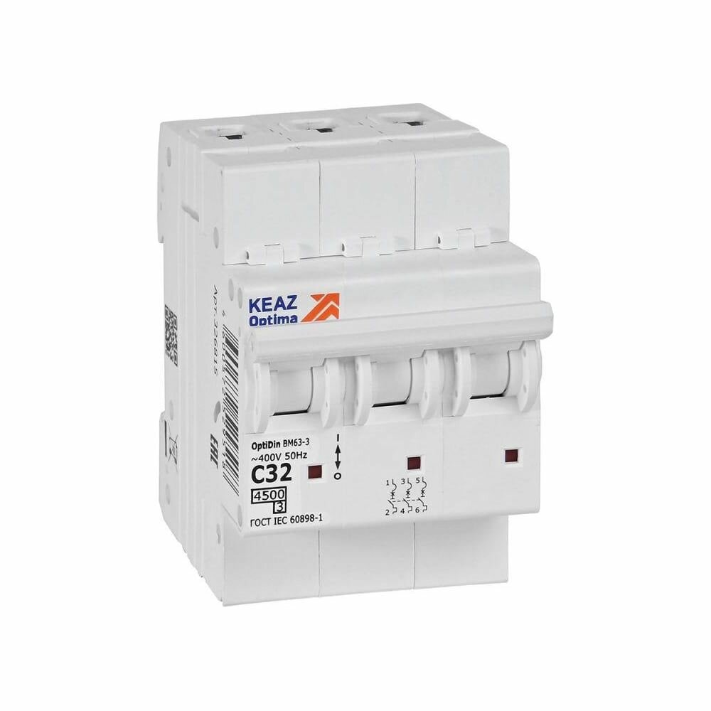Выключатель автоматический модульный OptiDin BM63-3C32-4.5-УХЛ3 КЭАЗ 326815