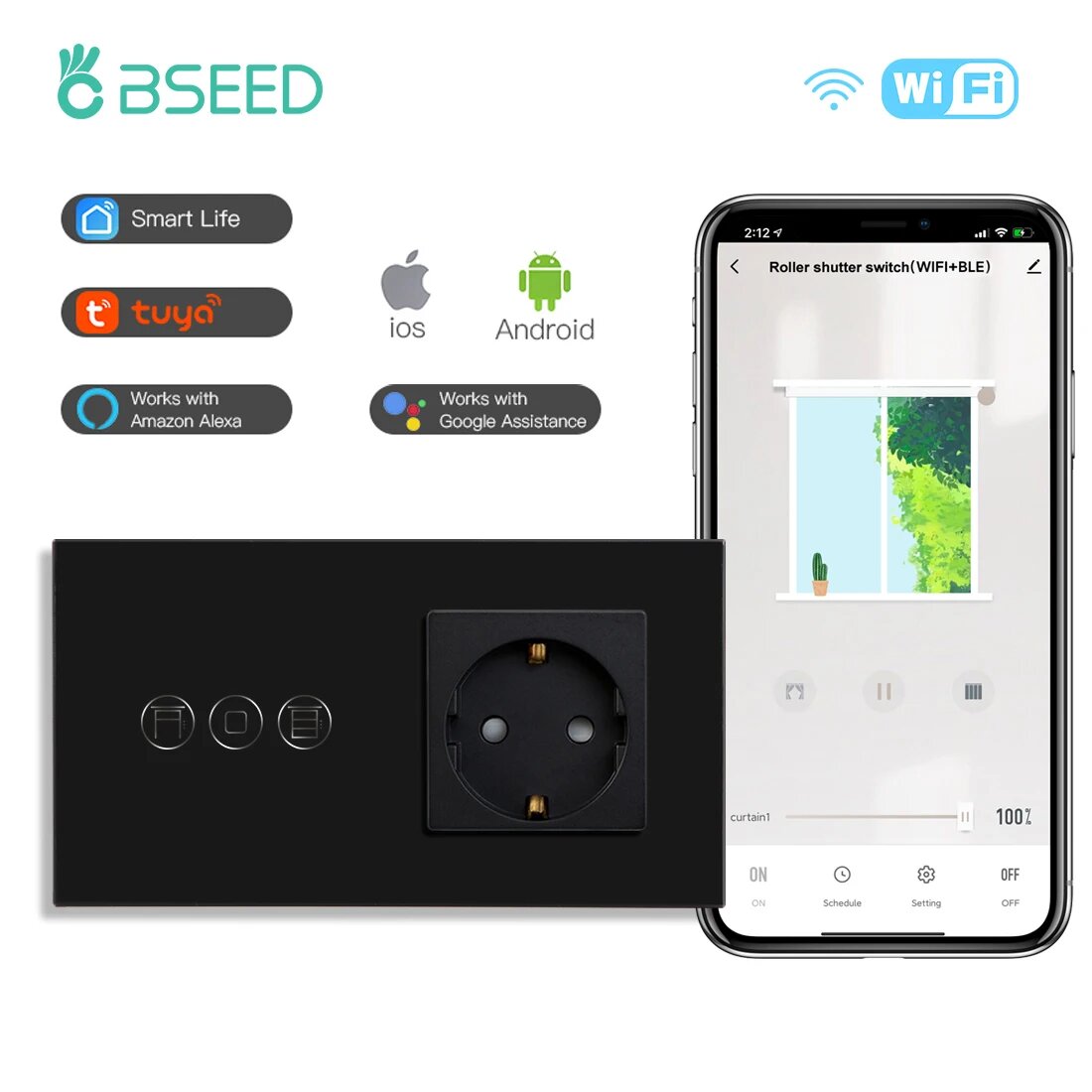 Wi-Fi роллеты BSEED со smart сенсорными выключателями