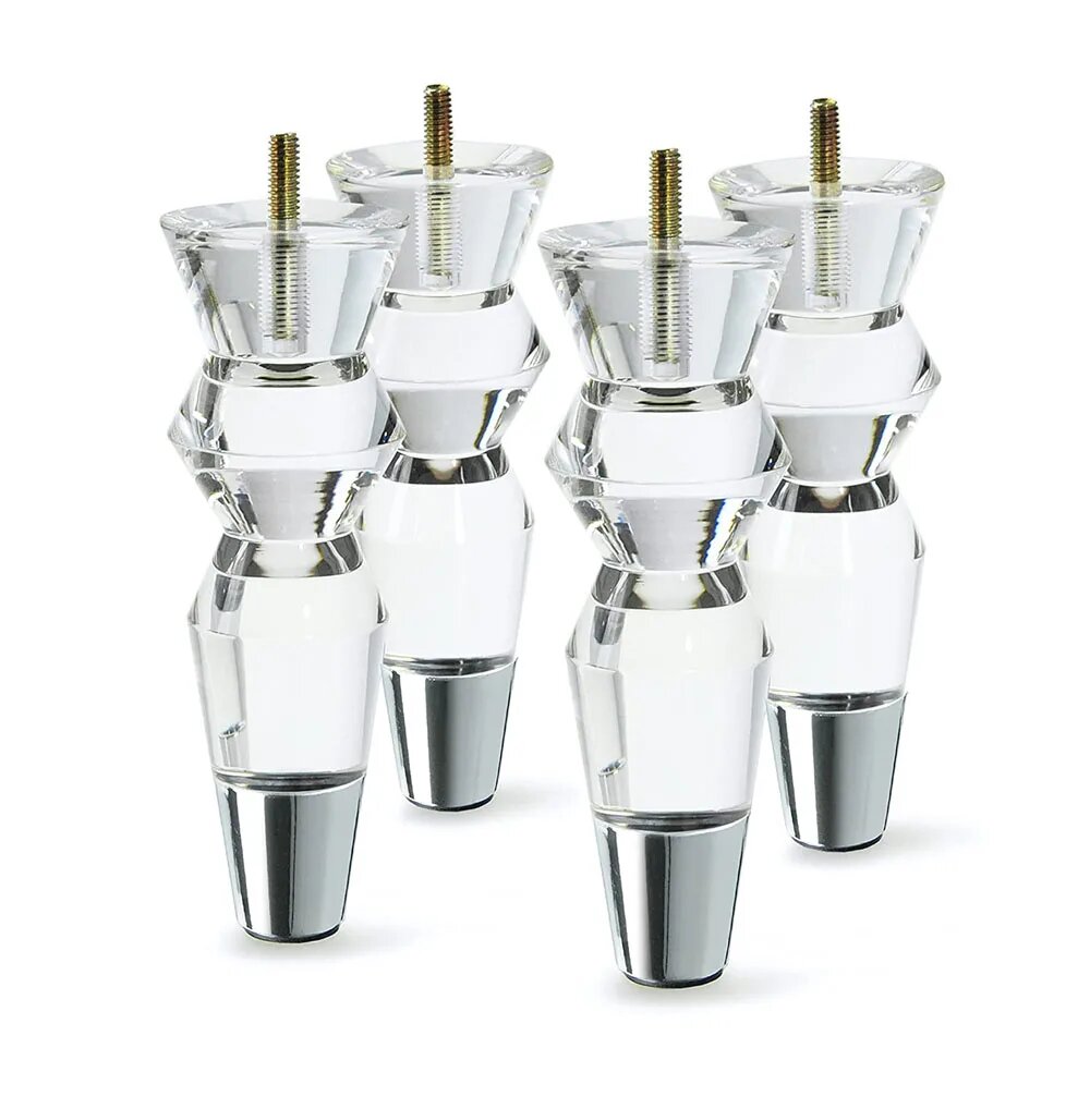 Сменные ножки для дивана 6,9 дюймов, современный прозрачный декор, ножки «сделай сам», конические ножки, набор из 4 штук, Chrome