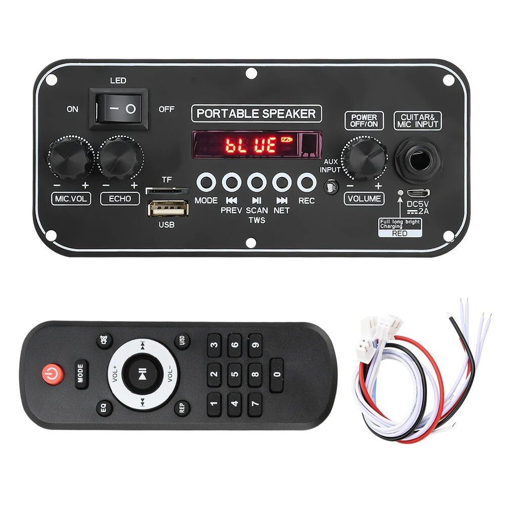 Bluetooth 5.1 DC 5 В MP3 WAV APE Плата декодера 2*10 Вт Усилитель Автомобильный аудио DIY Музыкальный плеер FM Радиомодуль USB/TF/LINE IN/FM, Type B